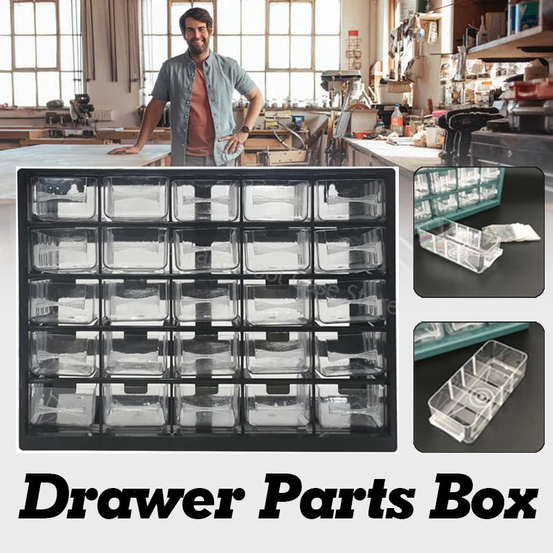 25-Grid-Drawer-Storage-Parts-Box-Wall-mounted-Combination-Component ...