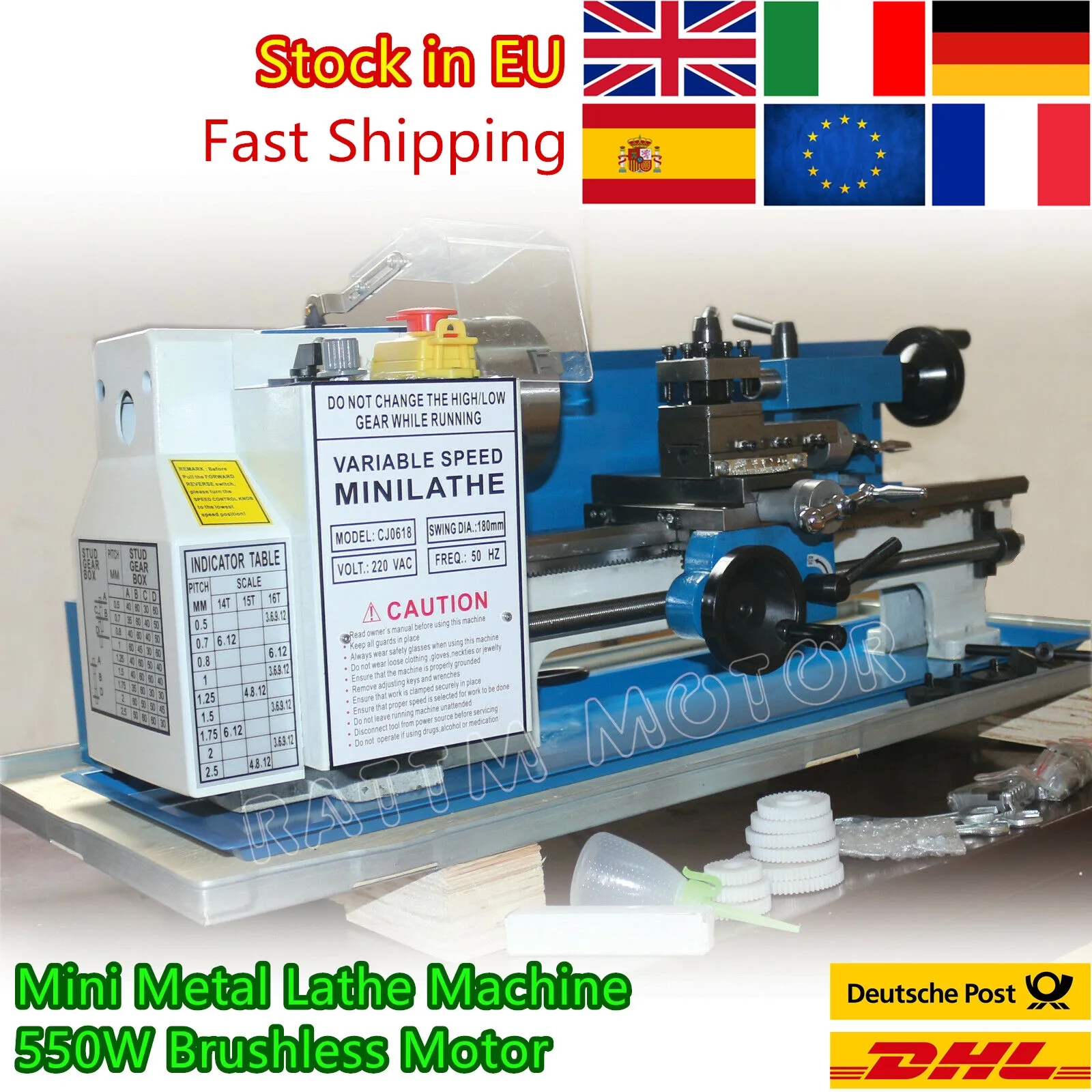 Mini torno de Metal de 550W, 7x14 pulgadas, máquina de mesa de alta precisión, fresado de ...