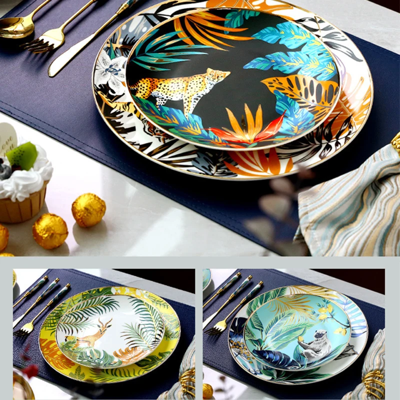 New-Style-Forest-Animal-Tiger-Pattern-Tableware-Bone-China-Porcelain ...