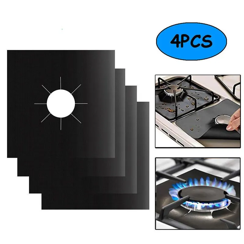 4-Pieces-27-Cm-Gas-Stove-Surface-Protection-Pad-Washable-Oil-And-Dirt ...
