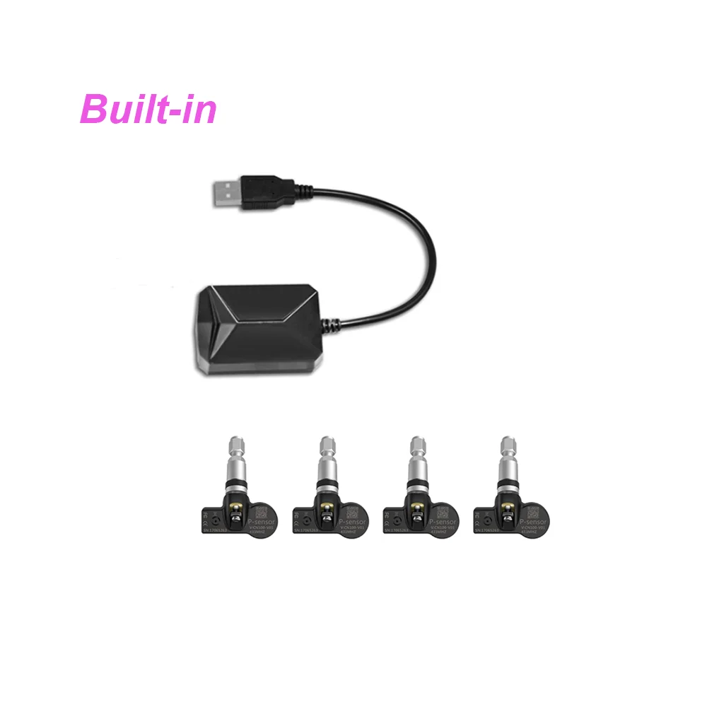 TPMS Tire Pressure Monitoring Alarm System Wireless Built-in External ...