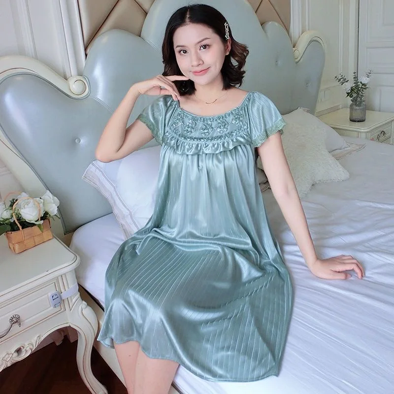 XXXXL-Ladies-Women-Satin-Sexy-Lingerie-Lace-Fancy-Nightshirts-Elegant ...