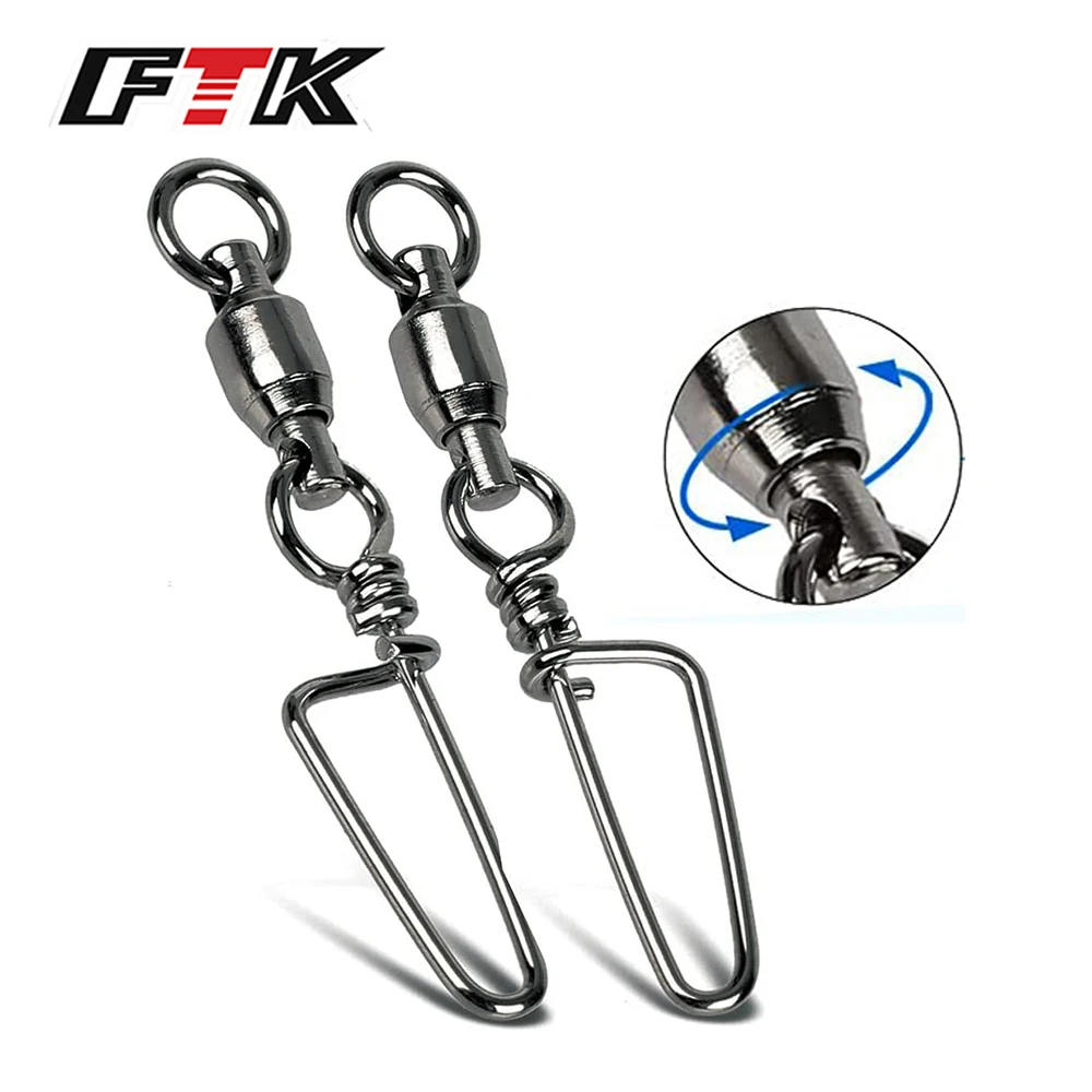 FTK-10Pcs-Fishing-Snap-Swivels-Ball-Bearing-Swivel-Coastlock-Snap ...
