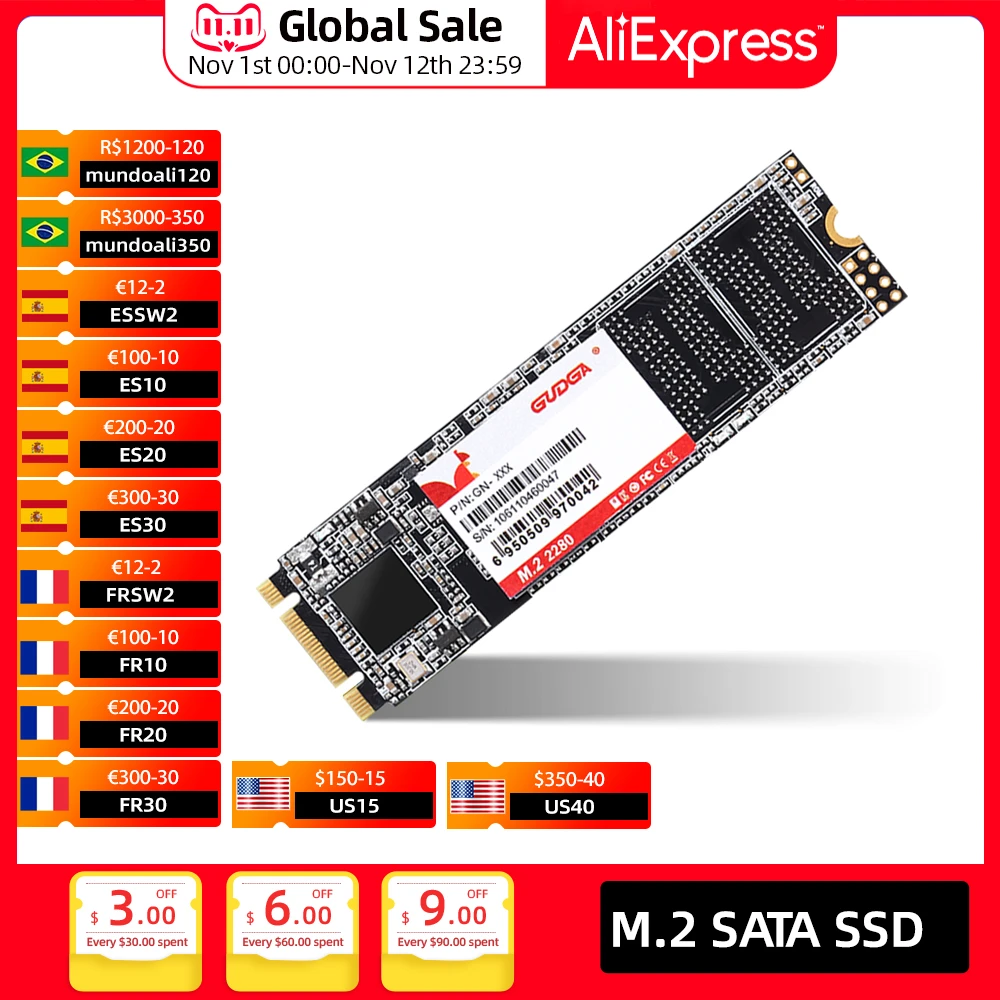 Gudga M.2 Ngff Sata Ssd M2 Ssd 1tb 2tb 256gb 512gb Ssd Sata Internal Hard Drives Disk Solid ...