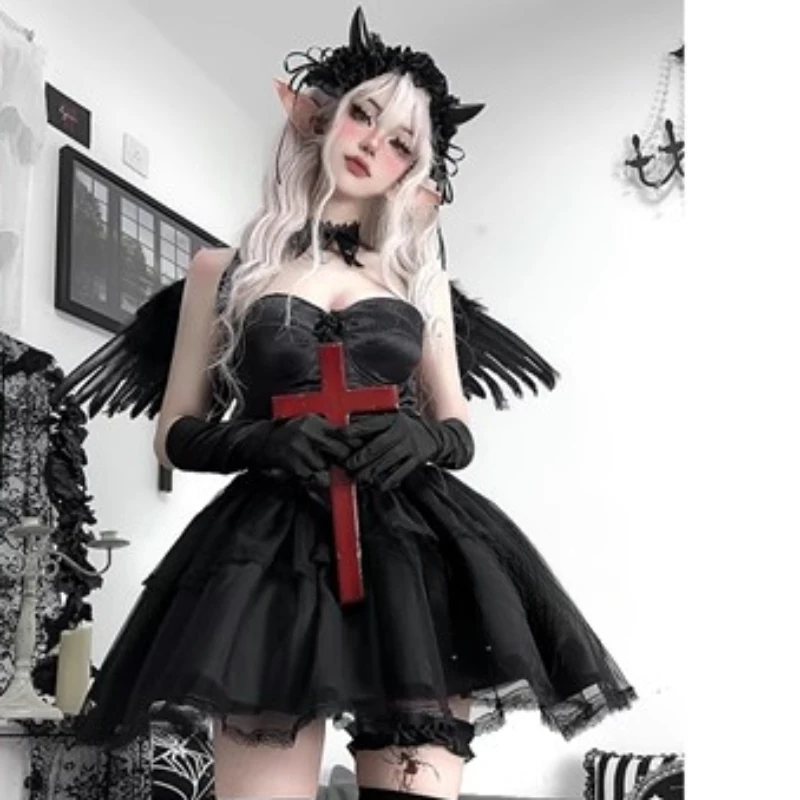 Dark Angel Halloween Anime Cosplay Costumes Gothic Lolita Punk Dress ...