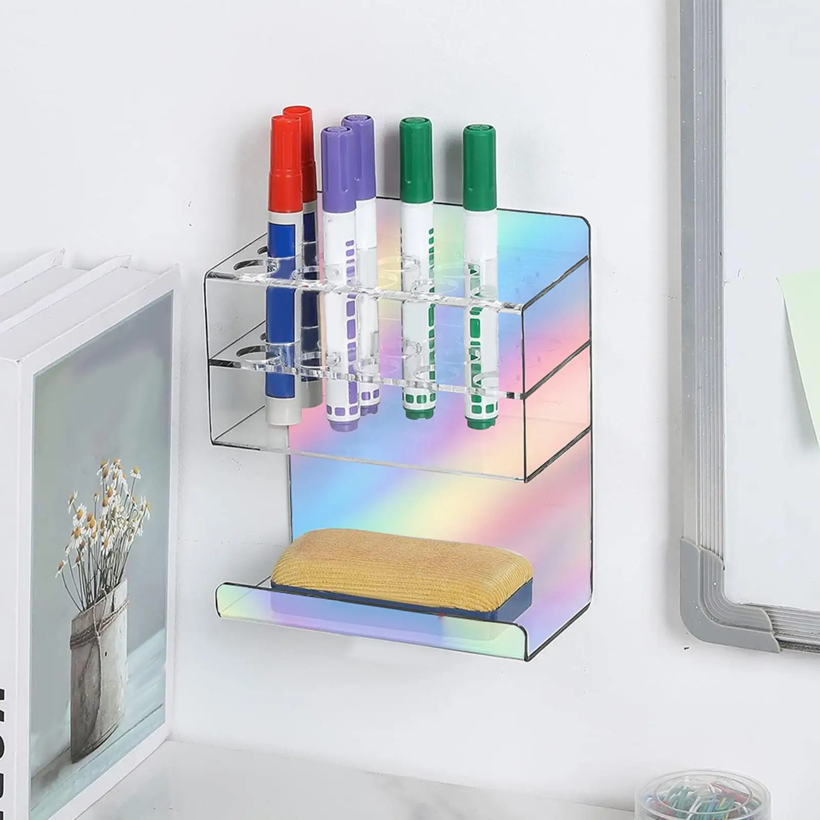Acrylic-Wall-Mounted-Marker-Holder-15-Slot-Marker-Organizer-2-Tiers ...