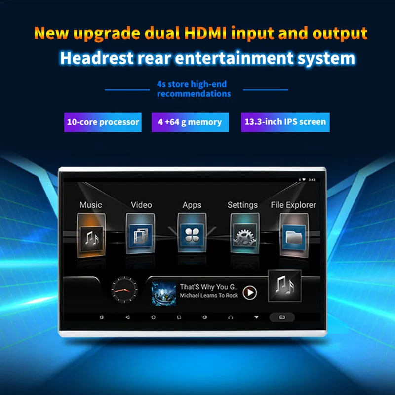 New 13-inch Car Headrest External Display Mp5 Android Entertainment ...
