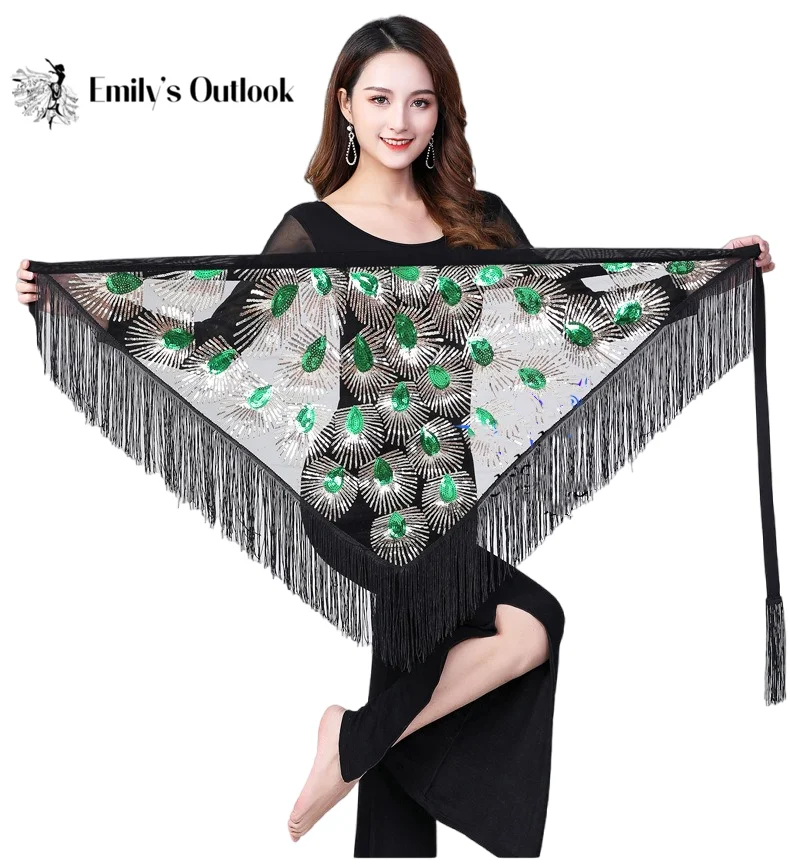 Belly Dance Hip Scarf Sequin Tassel Triangle Bellydance Long Skirt ...