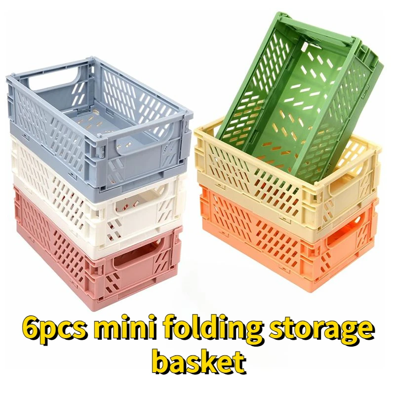 6-Pack-Mini-Foldable-Plastic-Baskets-for-Shelf-Storage-Organizing-Desk ...