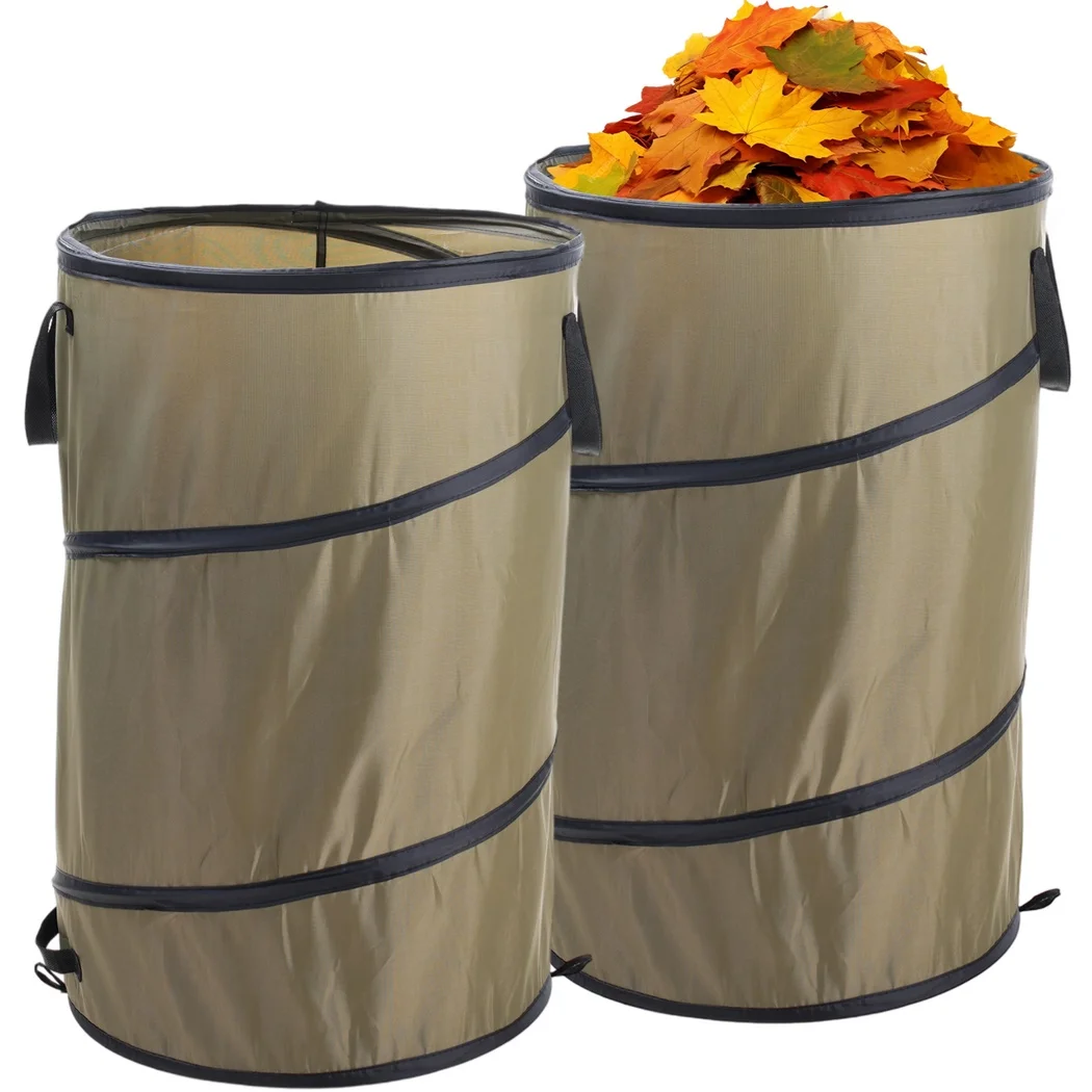 2Pcs Collapsible Pop Up Trash Can Reusable Outdoor Garden Leaf Basket ...