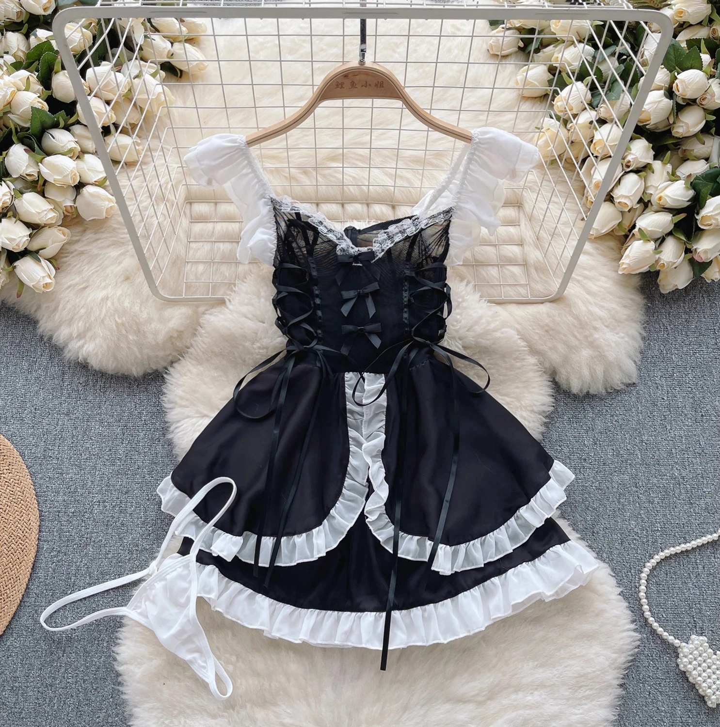 Vestido-de-princesa-de-encaje-de-Anime-Kawaii-Maid-Oufit-transparente ...