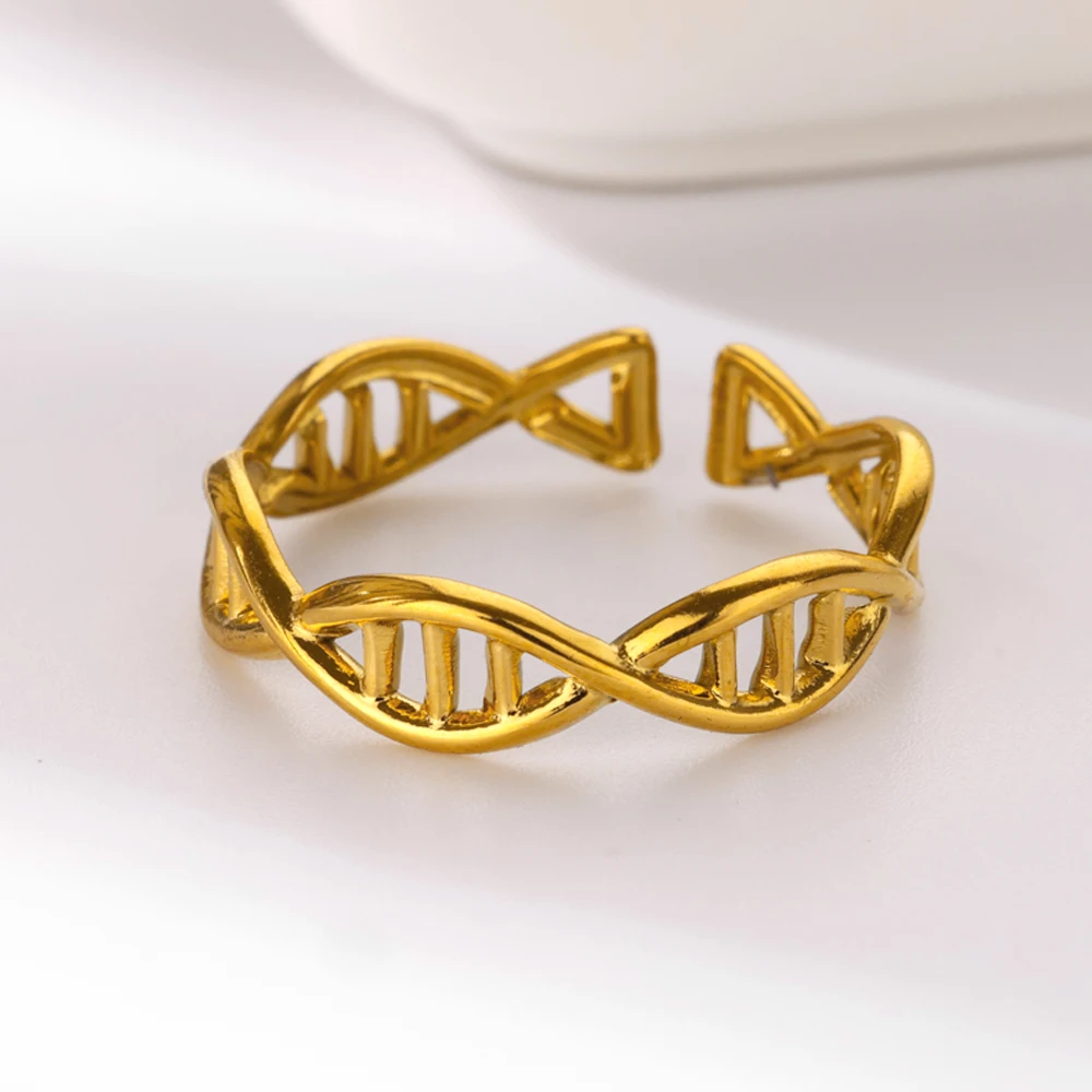 Gold-Color-DNA-Band-Rings-for-Women-Stainless-Steel-Open-Adjustable ...