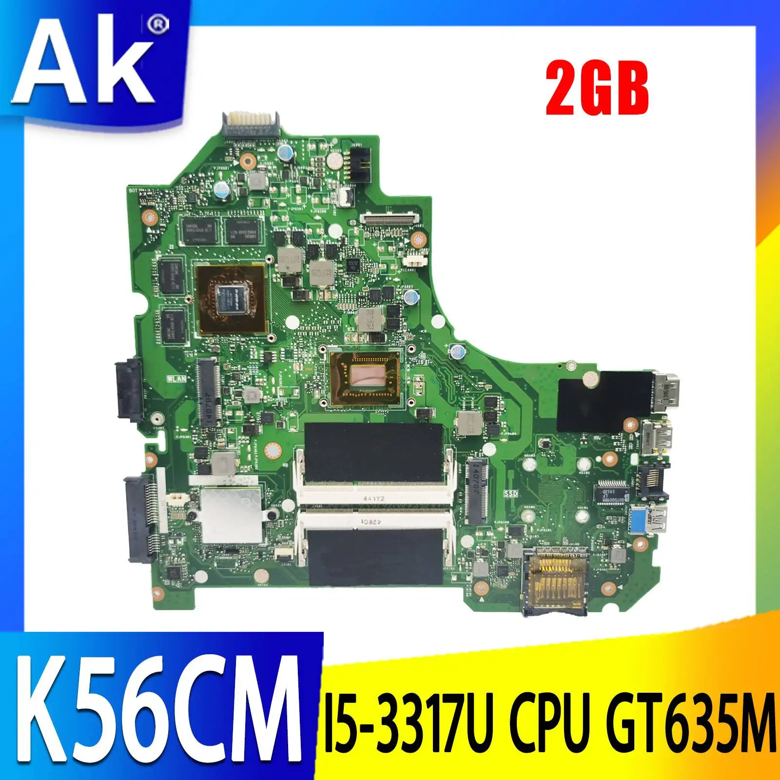K56CM For ASUS K56CB K56CM A56C S550CM Laptop Motherboard i5 3317U CPU ...