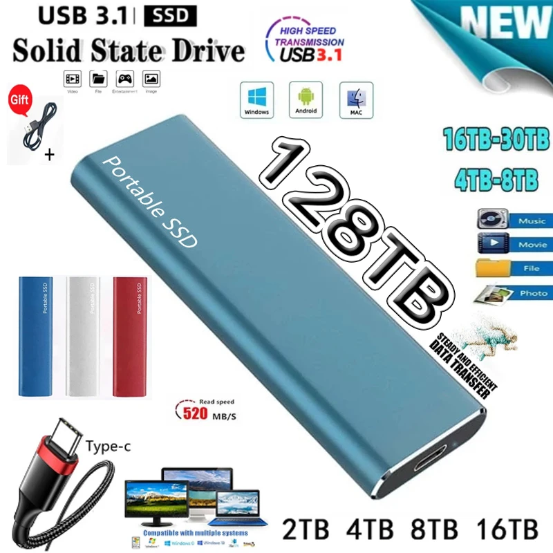 New External Flash Drive Hdd Portable 1tb Ssd 2tb 4tb 8tb Hd Externo ...