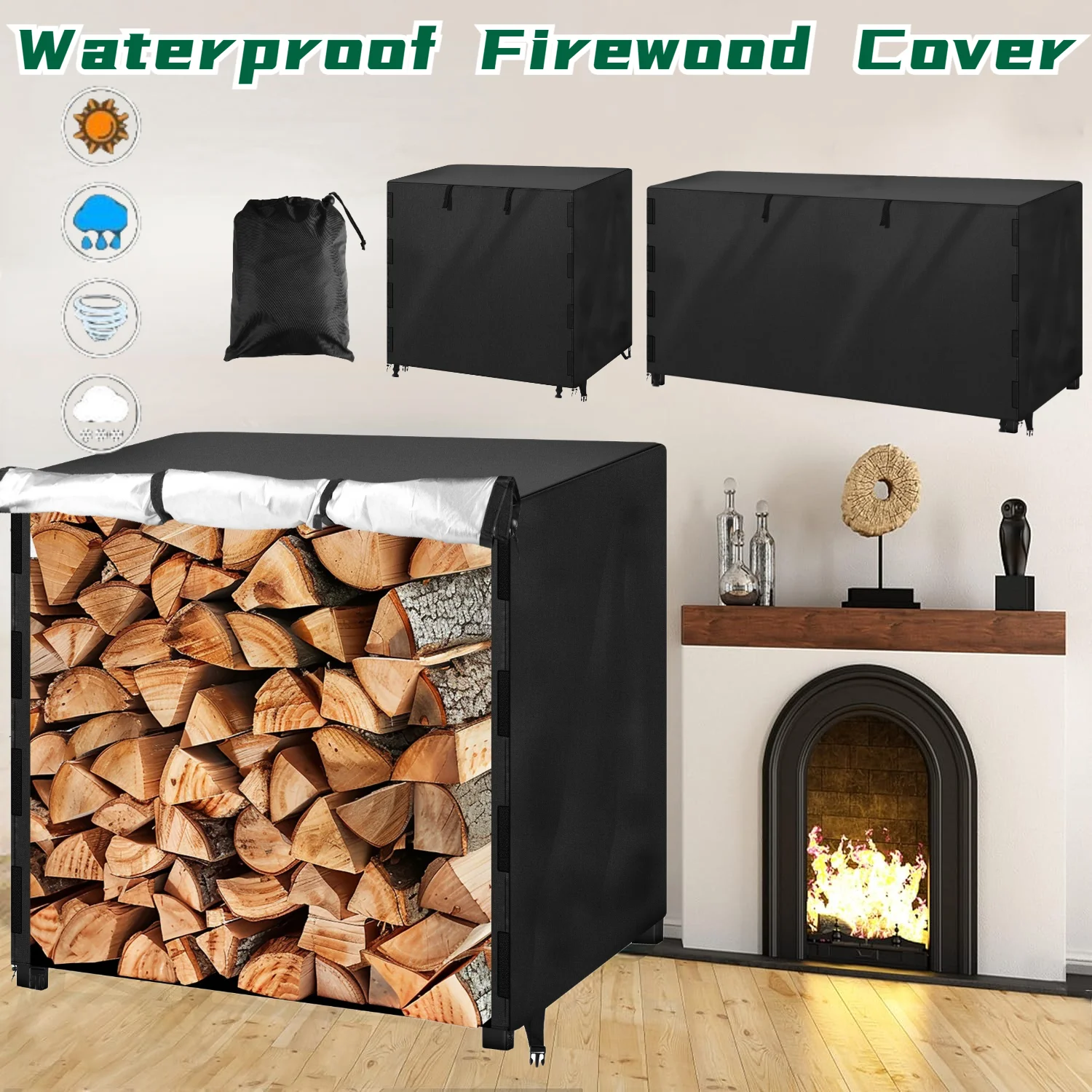Outdoor-Firewood-Rack-Cover-Waterproof-Wood-Log-Storage-Covering-for ...