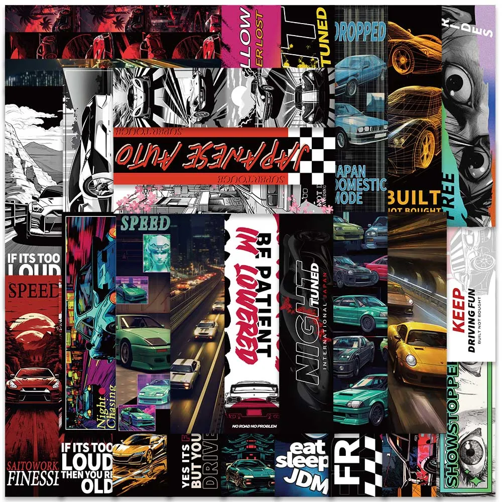 30pcs-Non-Pastable-Bookmark-Cool-JDM-Racing-Car-Modification-Paper ...
