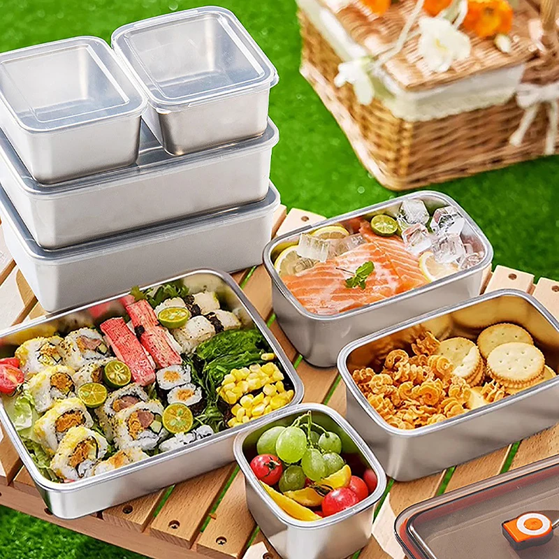 Stainless-Steel-Rectangle-Tray-Large-Capacity-Metal-Food-Serving-Plate ...