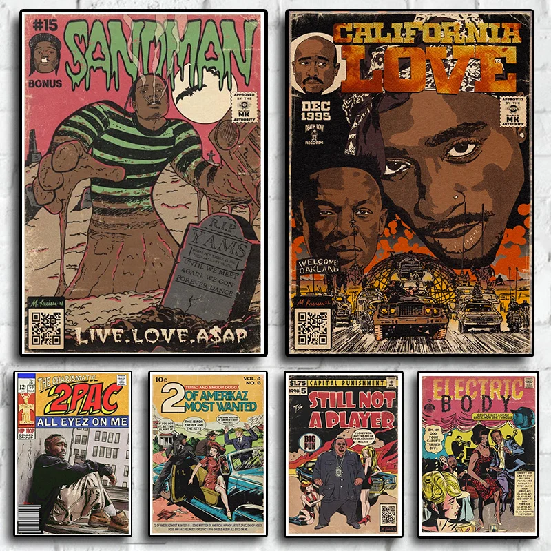 Star-2pac-Comic-Poster-Aesthetic-ASAP-Rocky-Nordic-Music-Album-Hip-Hop ...