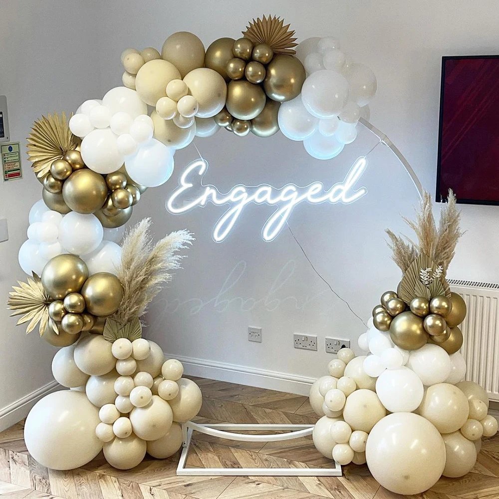 129pcs-White-Sand-Balloon-Garland-Arch-Kit-Gold-Latex-Balloon-Wedding ...