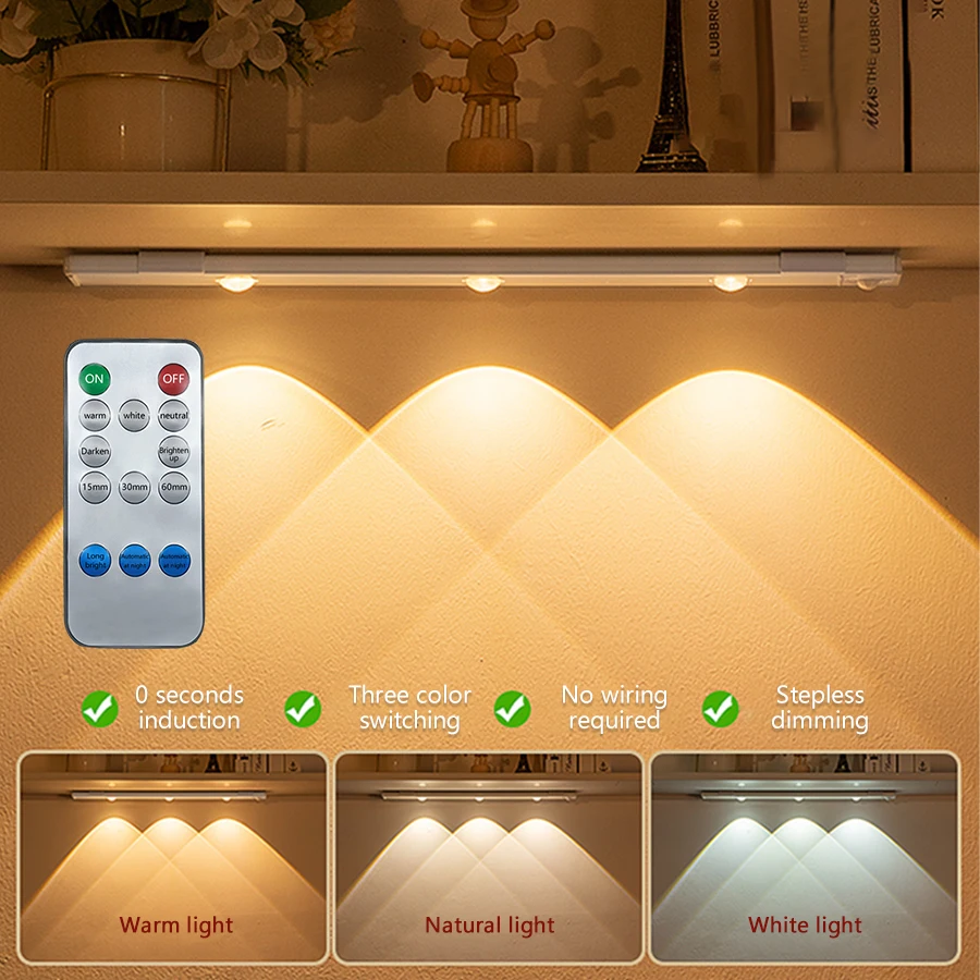 Dimmable Kitchen Under Cabinet Light with PIR Motion Sensor IR Remote ...