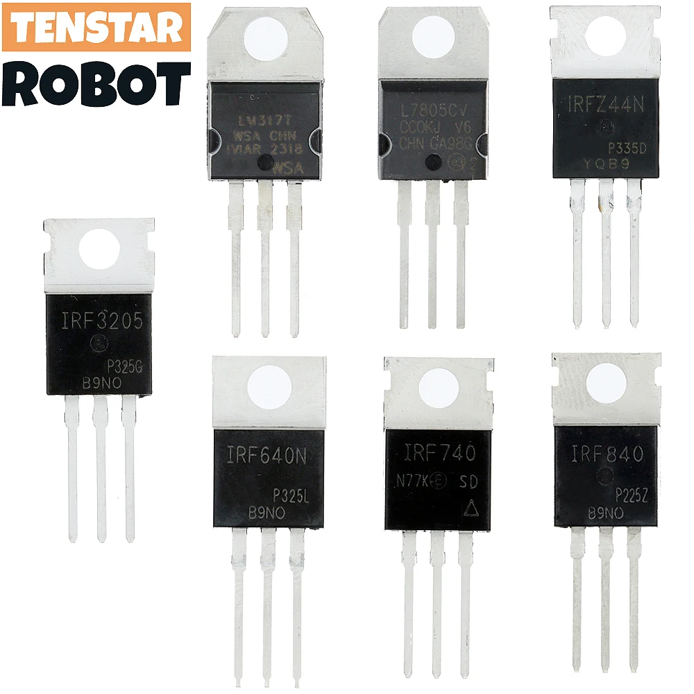 10pcs-LM317T-L7805-IRF640-IRF740-IRF840-IRFZ44N-IRF3205-Transistor-TO ...