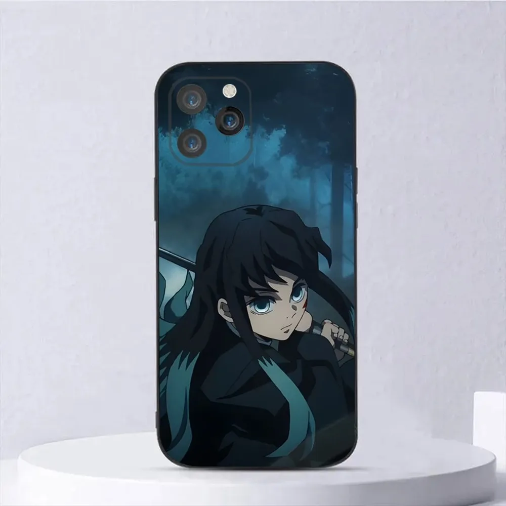 Muichiro Tokito Anime Soft Silicone Black Phone Case for iPhone 15 Plus ...