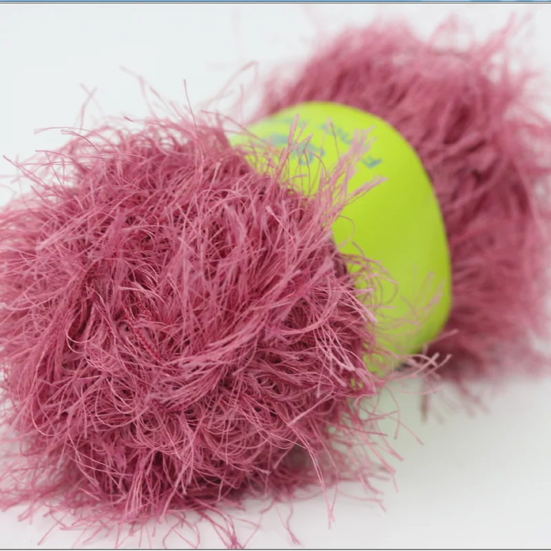 65m/Ball Feather Yarn 100% Polyester 1.2Nm Eyelash Plush Hand Knitted ...