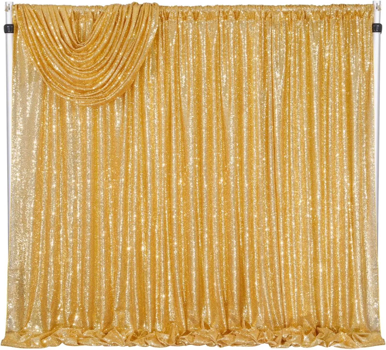 Gold Sequin Backdrop Curtains, Shimmer Back Drop 1Pcs-7ftx7ft for ...