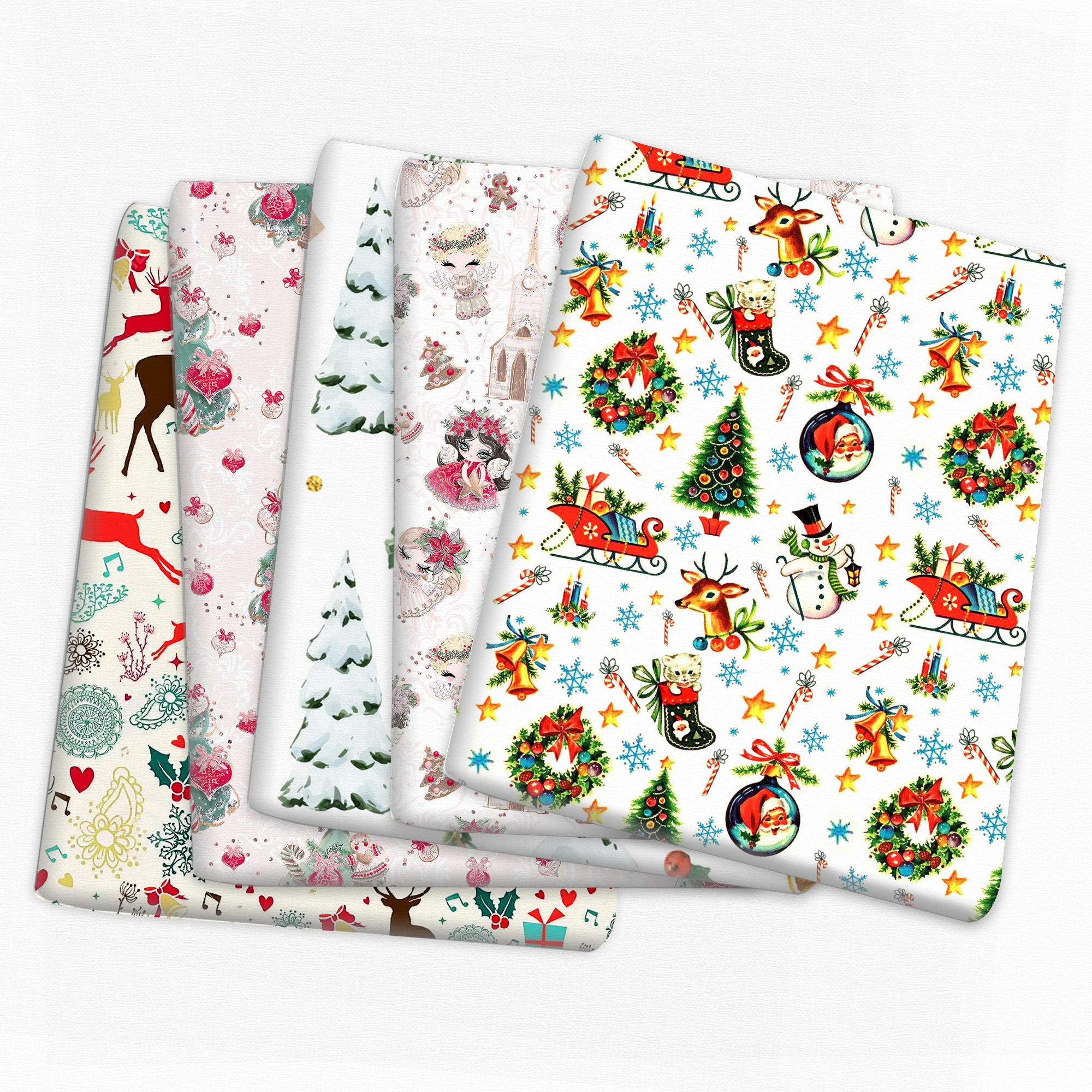 50-145cm-Patchwork-Christmas-Tree-Polyester-Cotton-Fabric-For-Tissue ...