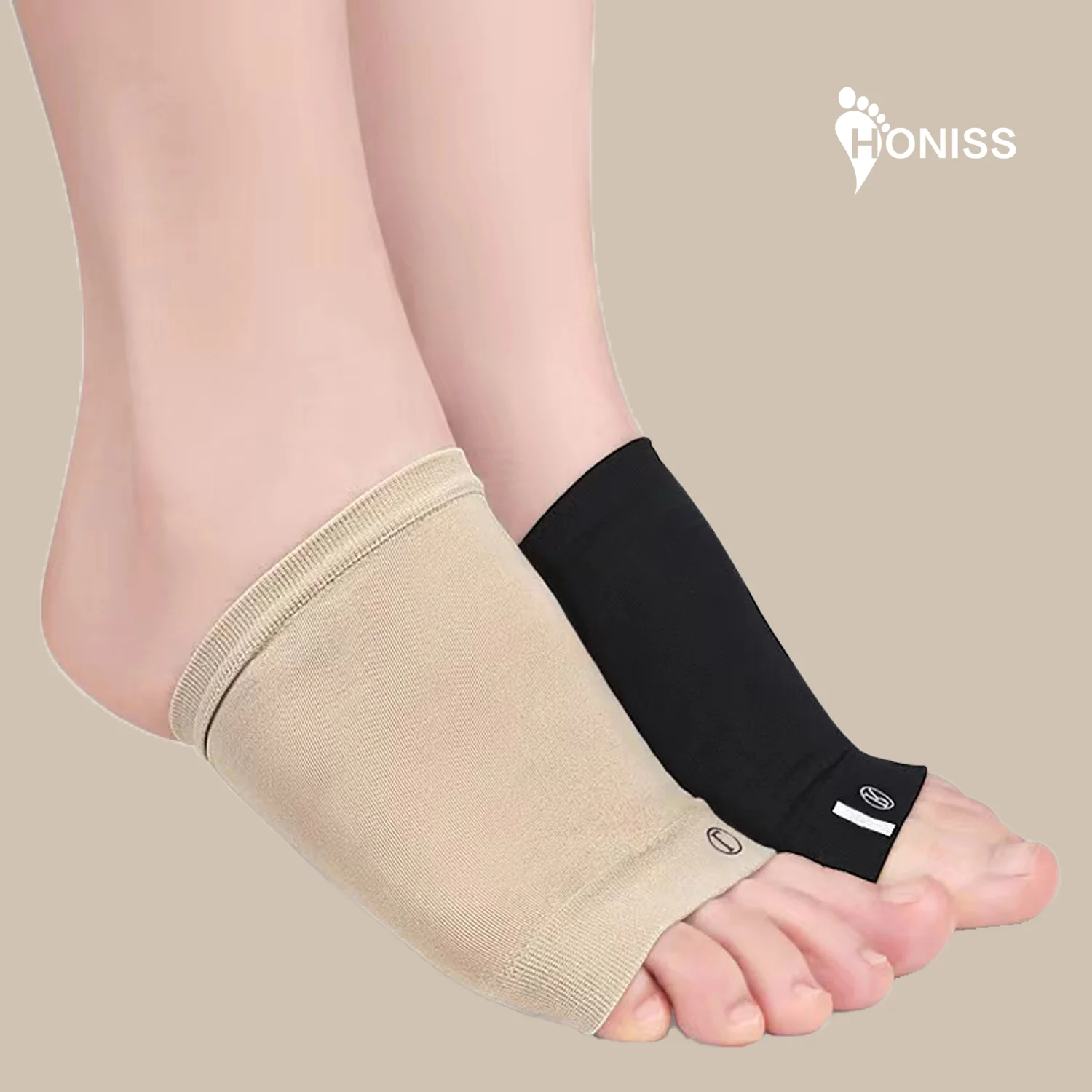 2-double-elastic-bandage-arch-socks-front-sole-pads-flat-full-arch ...