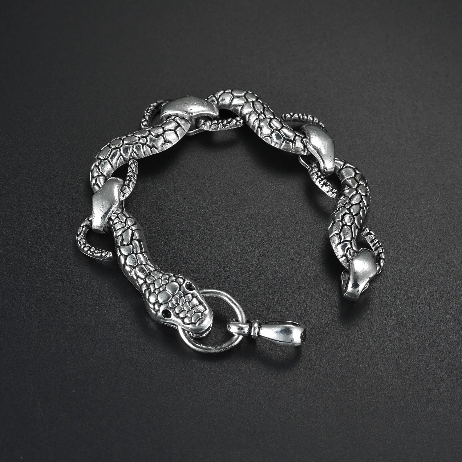 Punk-Goth-Stainless-Steel-Cuban-Chain-Viper-Snake-Bracelet-for-Men ...