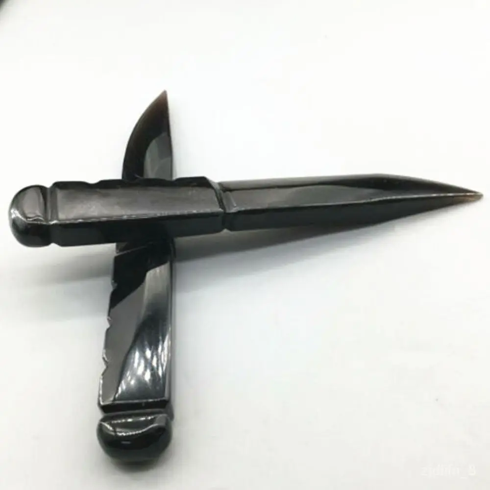 Natural Obsidian Dagger Quartz Crystals Hand Carved Knife Craft Men ...