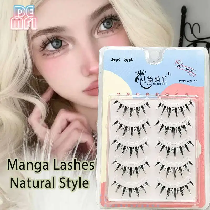 Natural Lashes 5 Pairs Soft Fake Eyelashes Manga Lashes Daily Makeup ...
