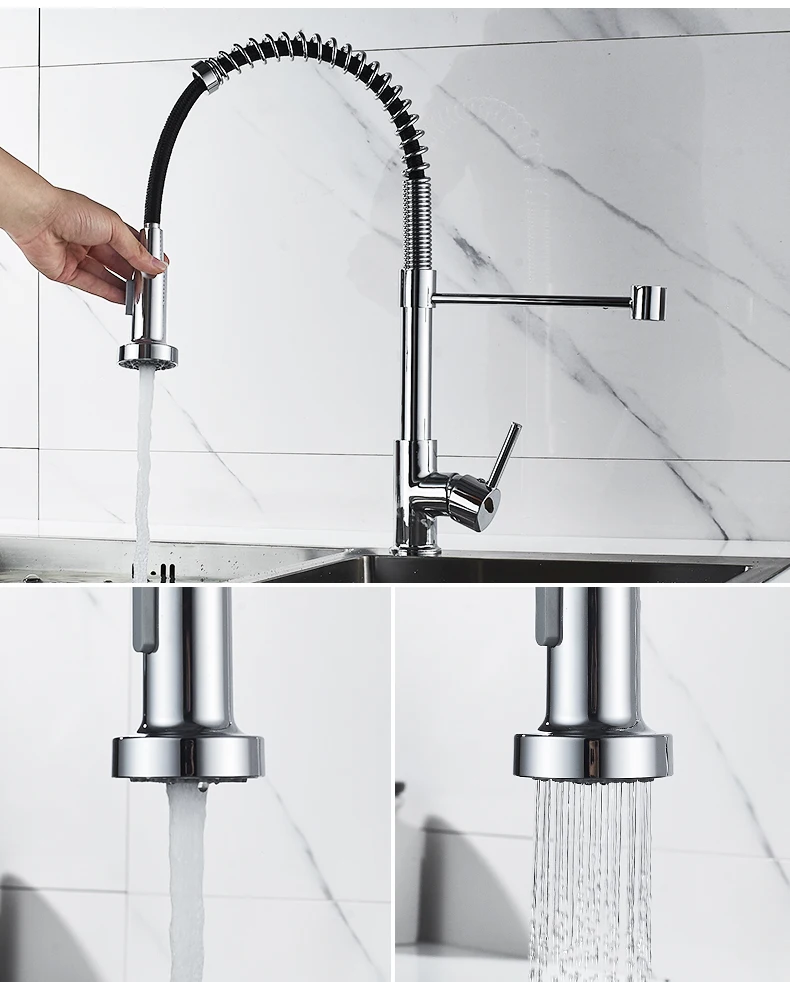 Single-Handle Pre-Rinse Spring Pulldown Sprayer Kitchen Faucet