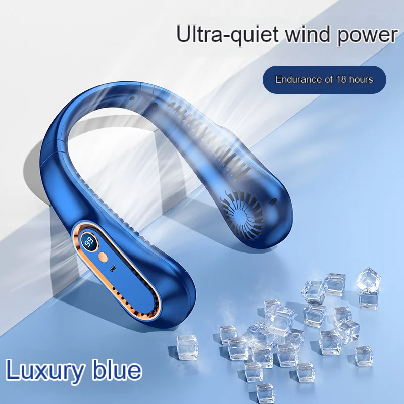 New-Hanging-Neck-Fan-Digital-Display-Power-ventilador-Bladeless ...