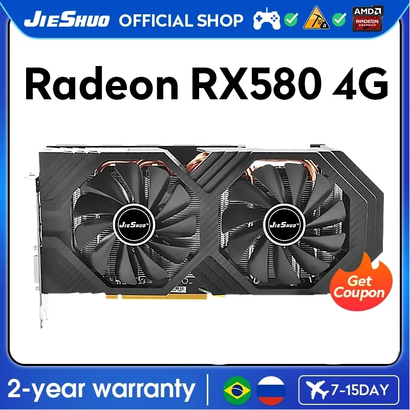 JIESHUO-AMD-RX-580-4GB-2304SP-Video-graphics-card-GDDR5-GPU-256BIT ...