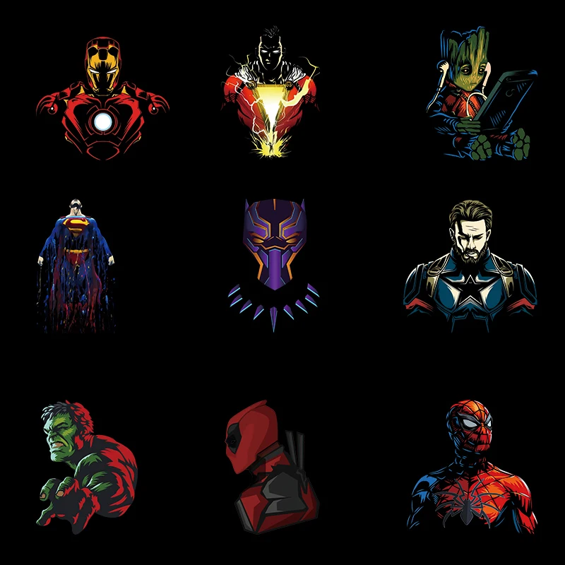 Marvel-Spiderman-Iron-Man-Hulk-Cartoon-Thermal-Stickers-for-Clothes ...