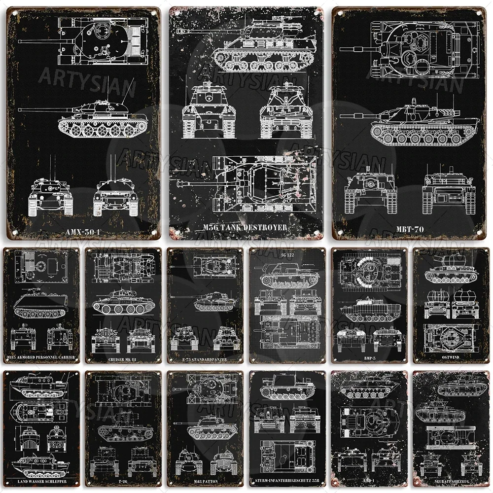 Tank-Technical-drawing-Metal-Sign-Military-Patent-Drawing-Plaque-BMP-1 ...
