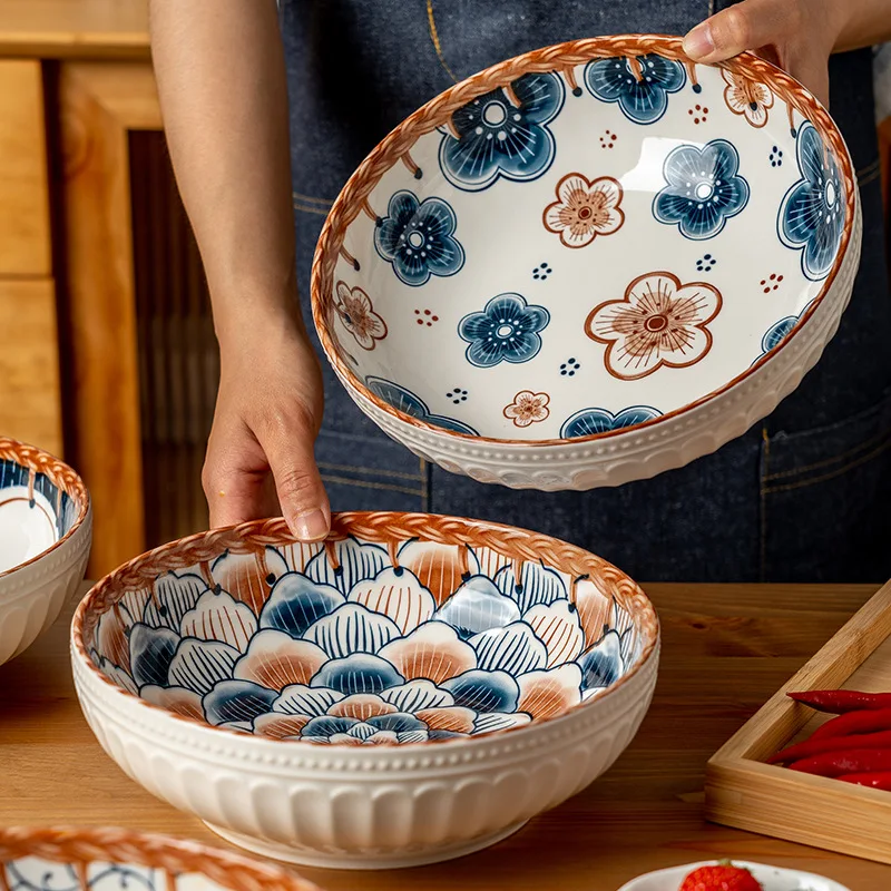 Creative-Relief-Ceramic-Soup-Bowl-Flower-Pastoral-Style-Fruit-Salad ...