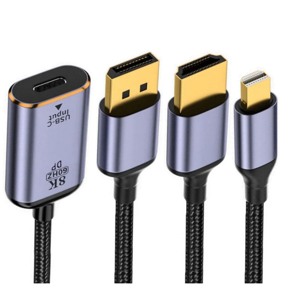 4k @ 120hz usb tipo c entrada fêmea para hdmi & displayport & mini cabo ...