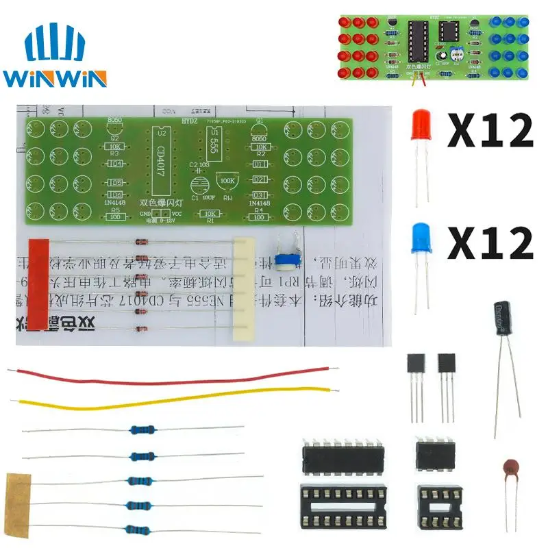 NE555-CD4017-IC-LED-zestawy-elektroniczne-wiat-a-czerwony-niebieski ...
