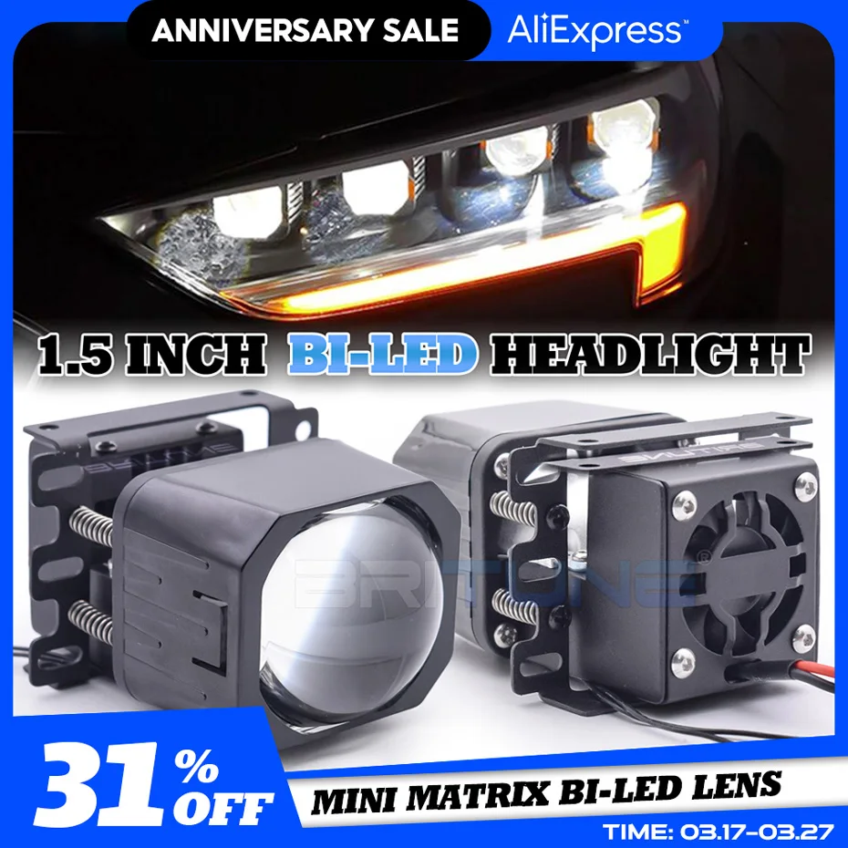 Britune-1-5-Inch-Bi-LED-Projector-Lens-Matrix-LED-Headlight-7000LUX-Low ...