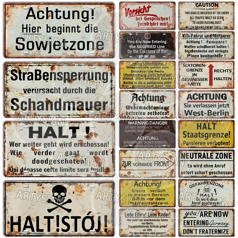 Cold War Border Metal Sign - WWII DDR/Soviet Berlin Wall Plaque ...