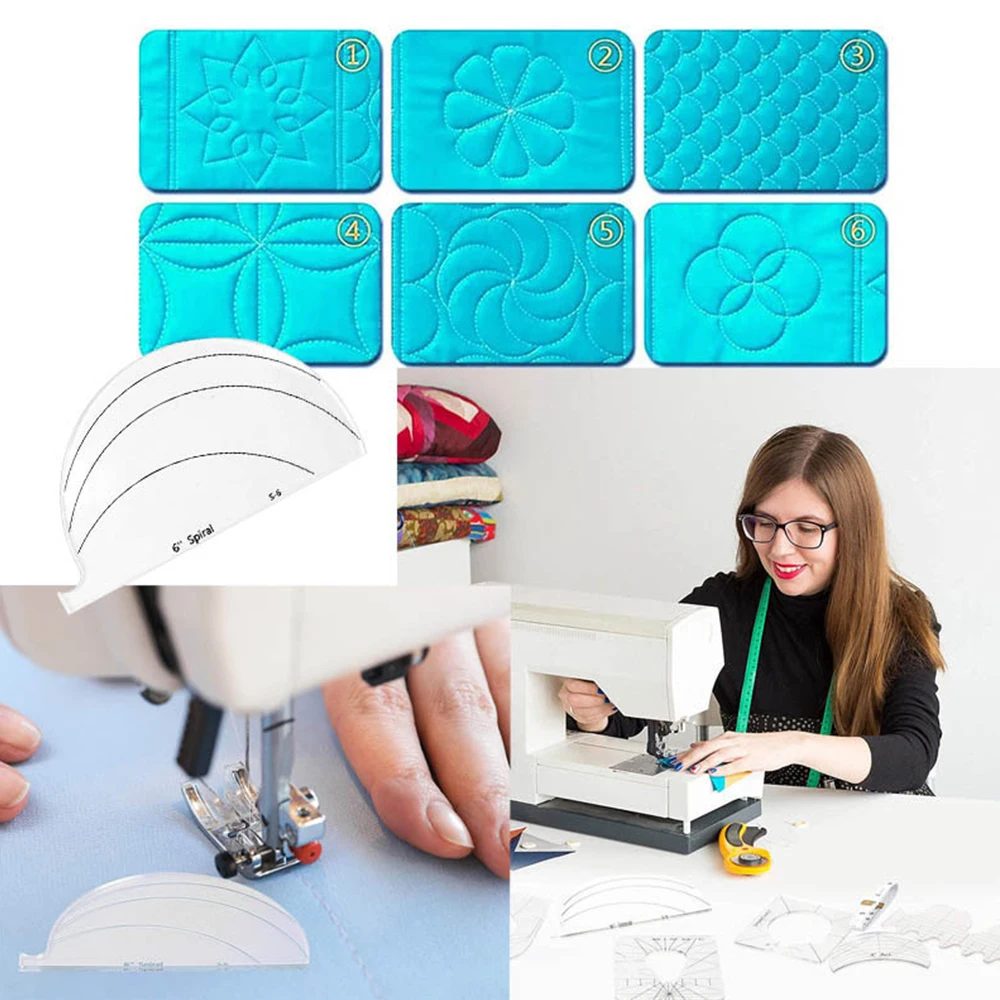 6Pcs-Patchwork-Ruler-Quilting-Tools-Templates-Set-DIY-Acrylic-Sewing ...