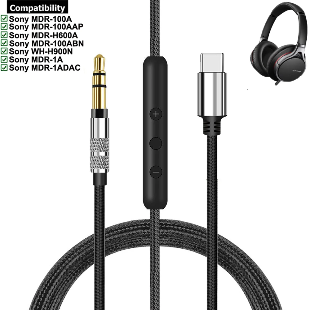 Braided-USB-Type-C-Cable-Extension-Cord-for-Sony-MDR-100A-MDR-100AAP ...