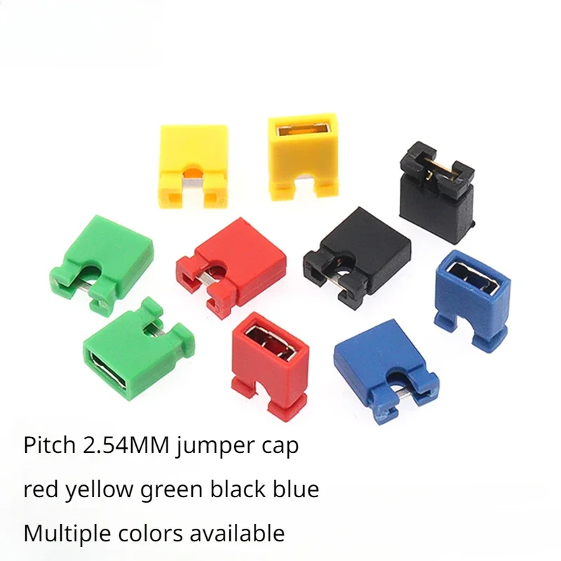 100pcs-Jumper-cap-short-circuit-cap-pitch-2-54MM-black-yellow-red-blue ...