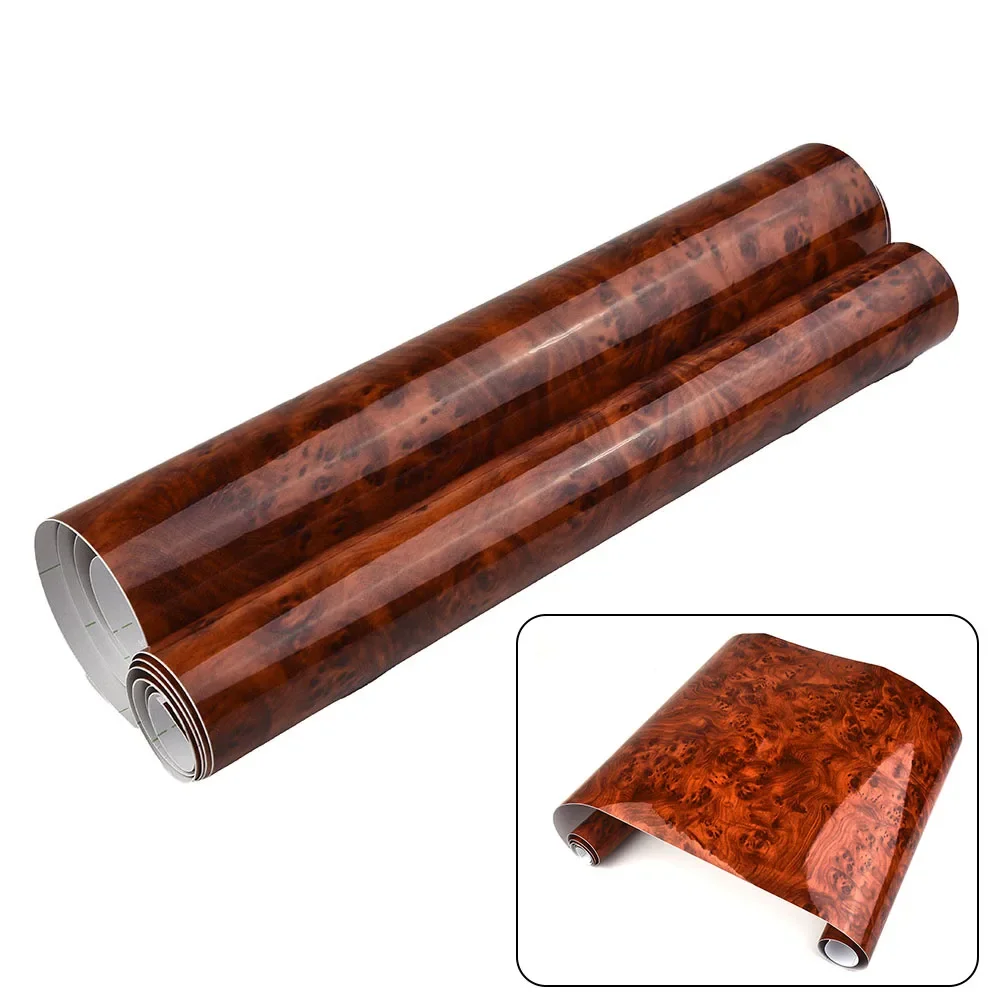 30x124CM-3D-High-Glossy-Wood-Grain-Vinyl-Film-Car-Stickers-Waterproof ...