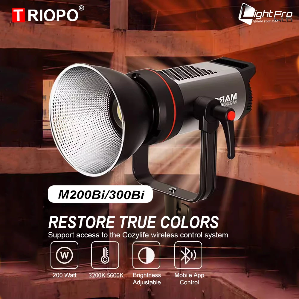Triopo M200/300Bi Video Studio Light Bowens Mount 215/305W Continuous ...