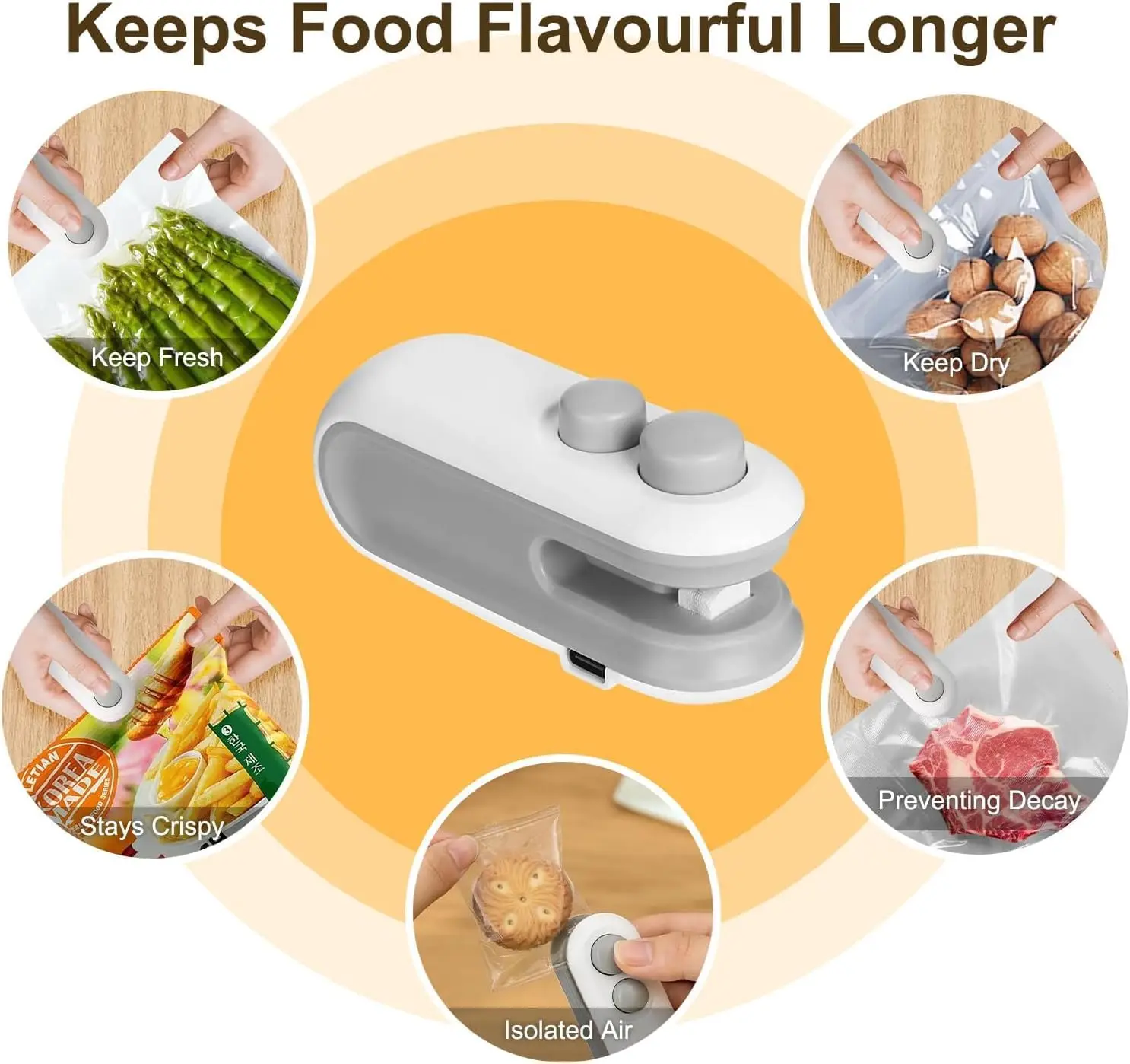 1 pcs Mini Handheld Bag Sealer, Locks in Freshness for Chips, Nuts ...