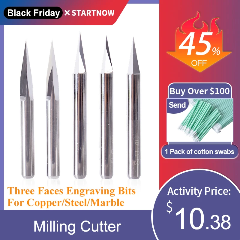 Startnow-10PCS-CNC-Milling-Cutters-Triangular-Engraving-Bits-Jade ...